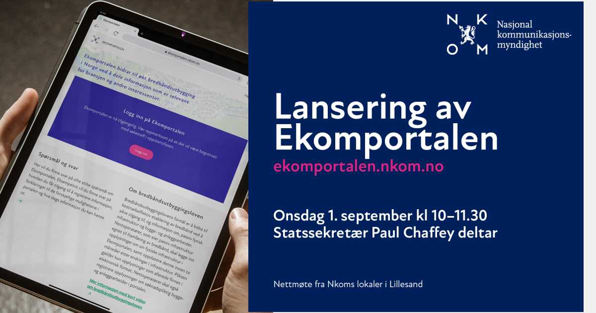 Nkom inviterer til lansering av Ekomportalen 1. september - Nkom